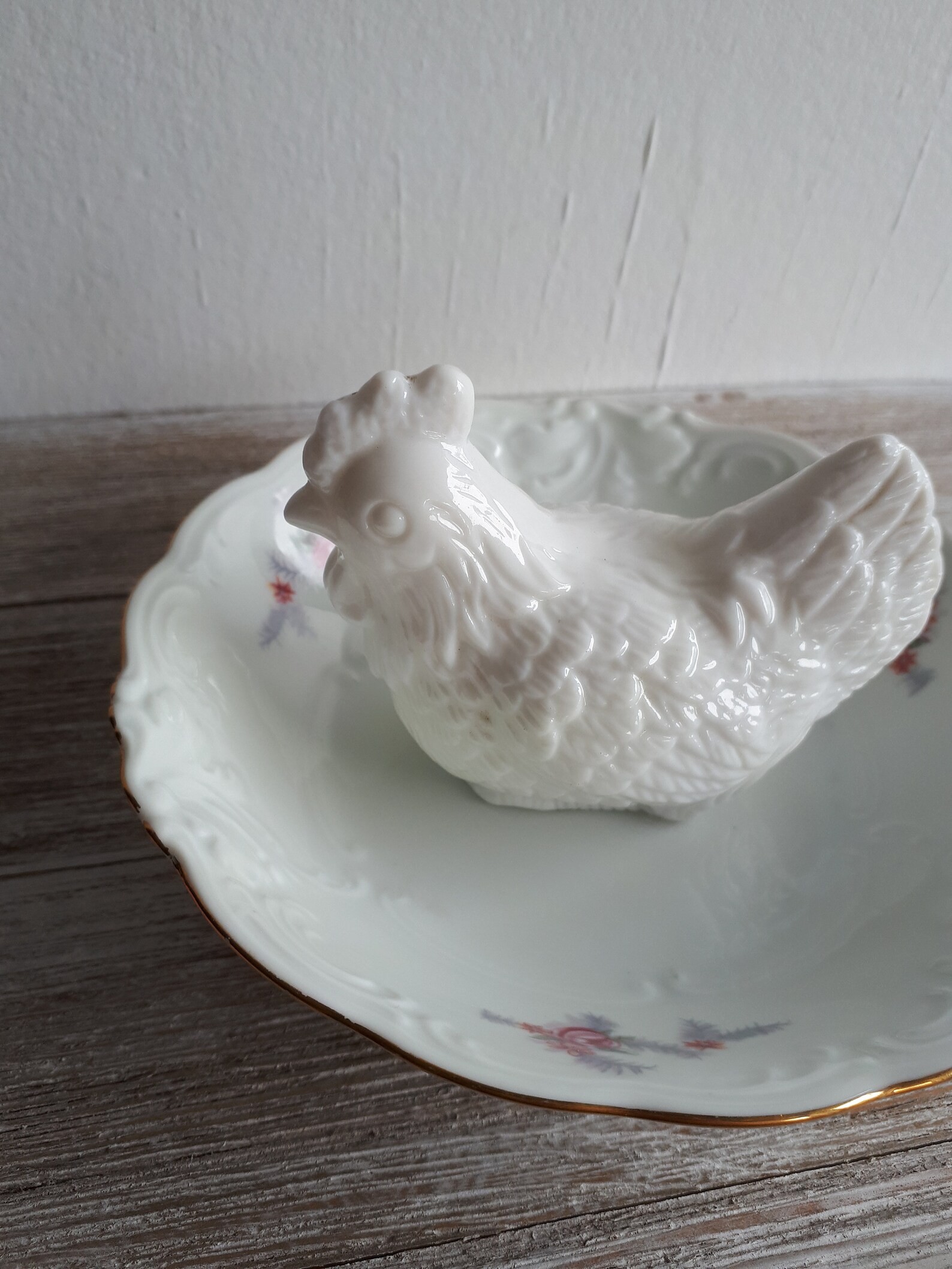 Vintage Hen Figurine and Bone China Ring Dish Home Decor - Etsy