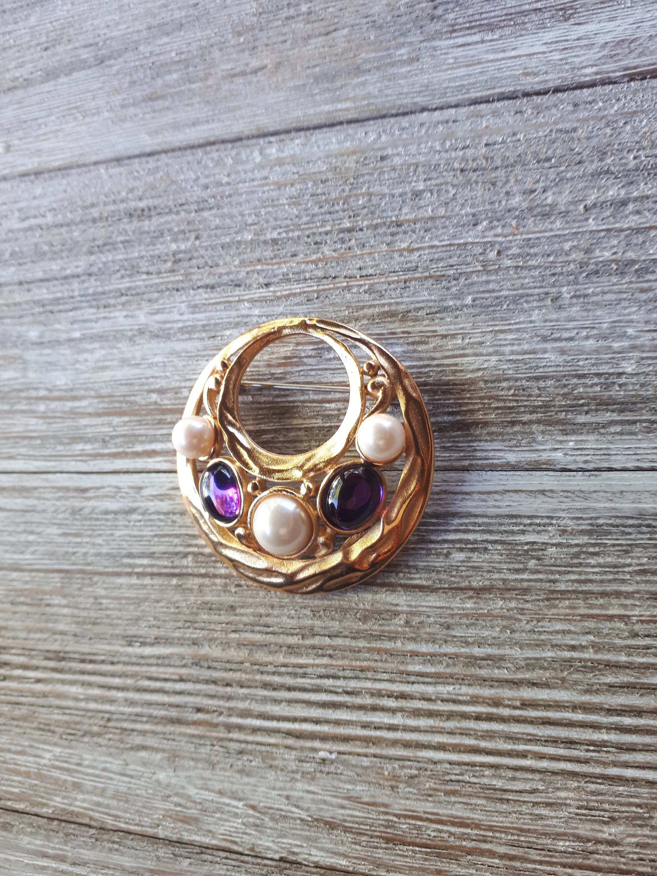 Vintage Brooch Signed TAT. TAT Signed Brooch, TAT Signed, Purple and ...