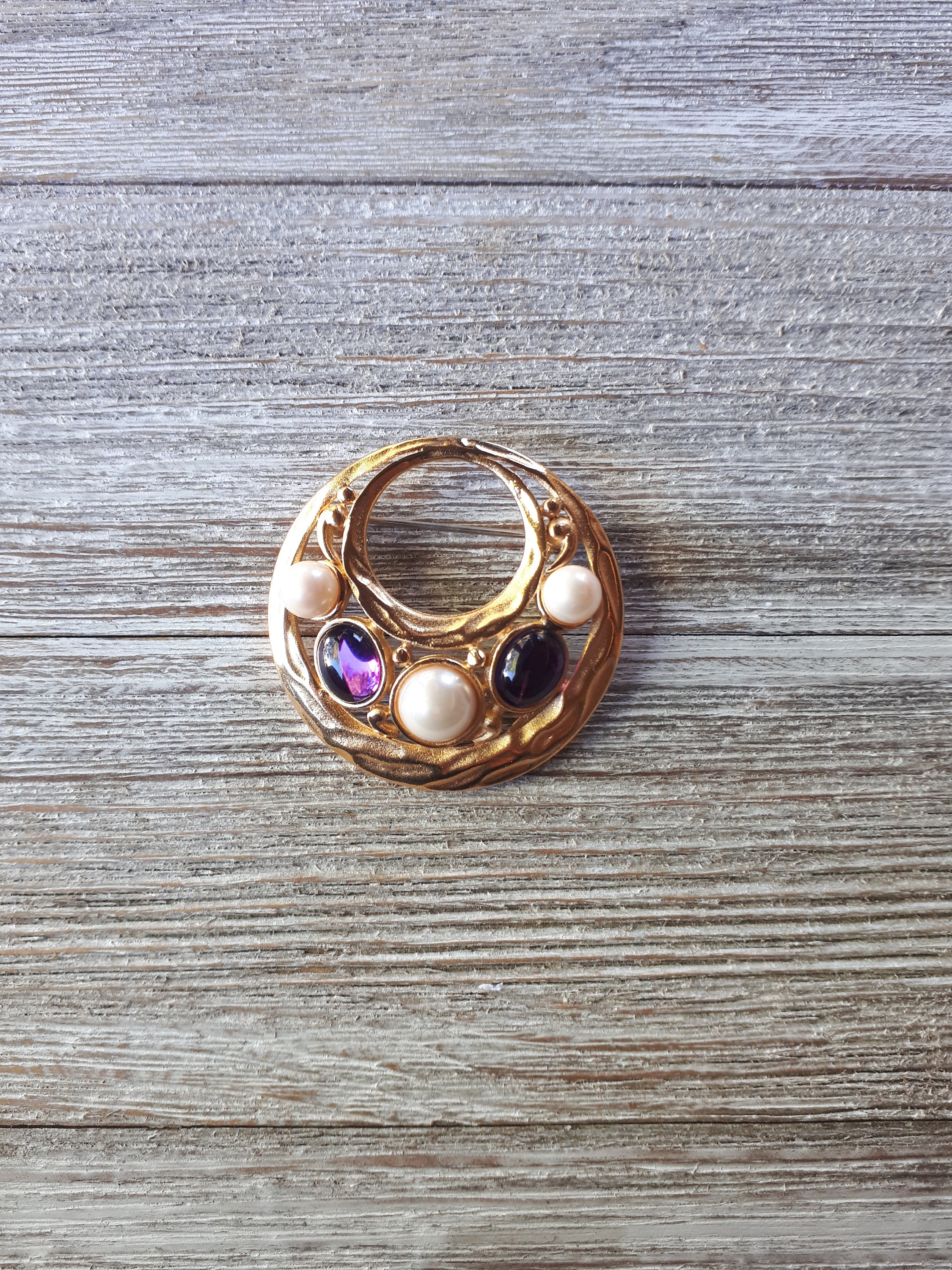 Vintage Brooch Signed TAT. TAT Signed Brooch, TAT Signed, Purple and ...
