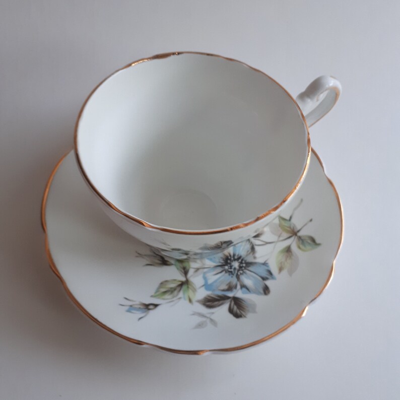 Regency Bone China Tea Cup Blue Florals Gold Trim 1950s | Etsy