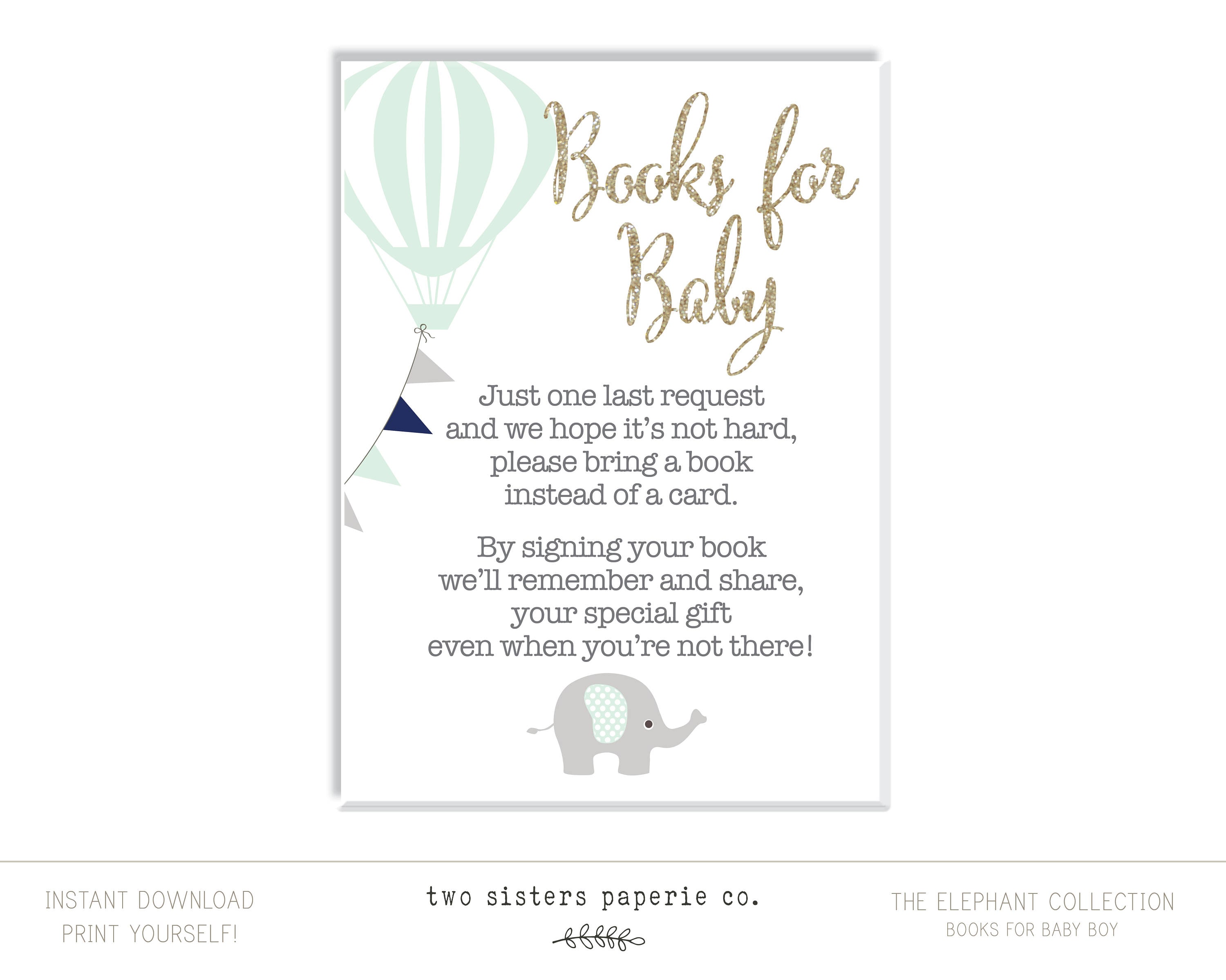 Books for Baby Card It's a Boy Baby Shower Printable | Etsy