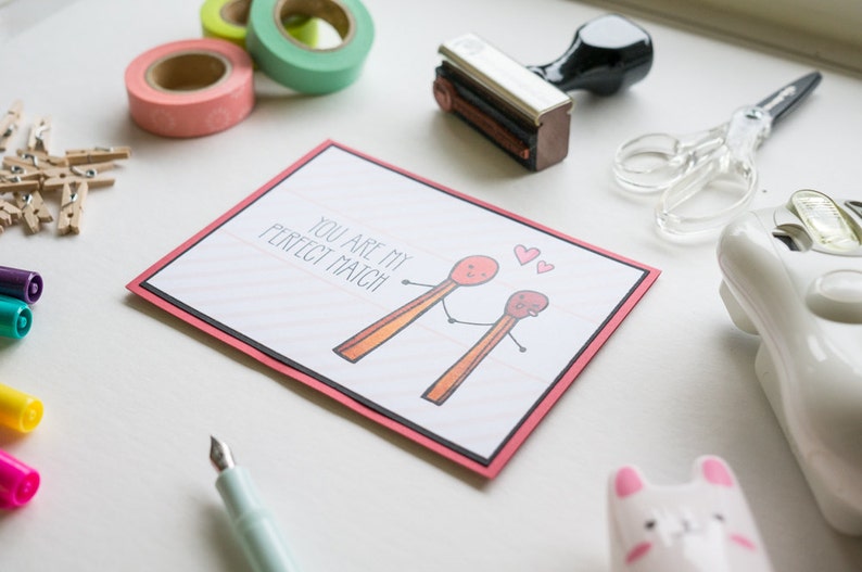You Are My Perfect Match Card, Digitally Printed Greeting Card - Etsy