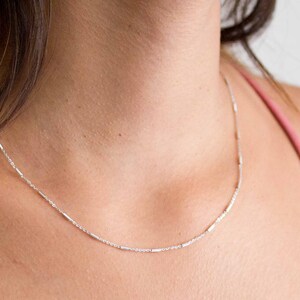 14K Solid White Gold Necklace, Silver Chain Necklace - Etsy