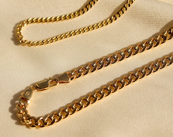 Thick Gold Color Chain Necklace, Chunky Gold Chain Necklace, Cuban Link ...
