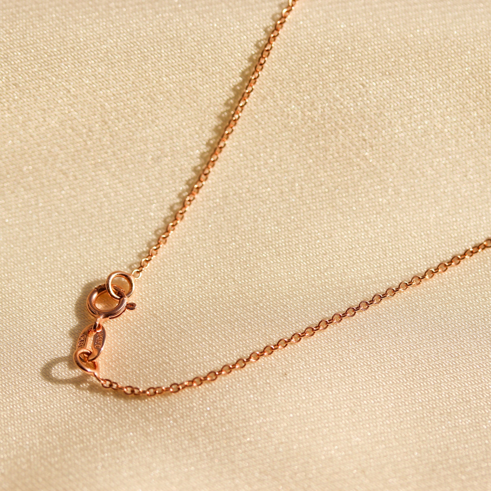 14K Rose Gold Rolo Chain Necklace, Rose Gold Rope Chain, Rose Gold ...
