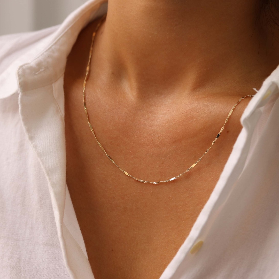 14k Gold Necklace, 14k Gold Chain, Solid Gold Necklace, Solid Gold ...