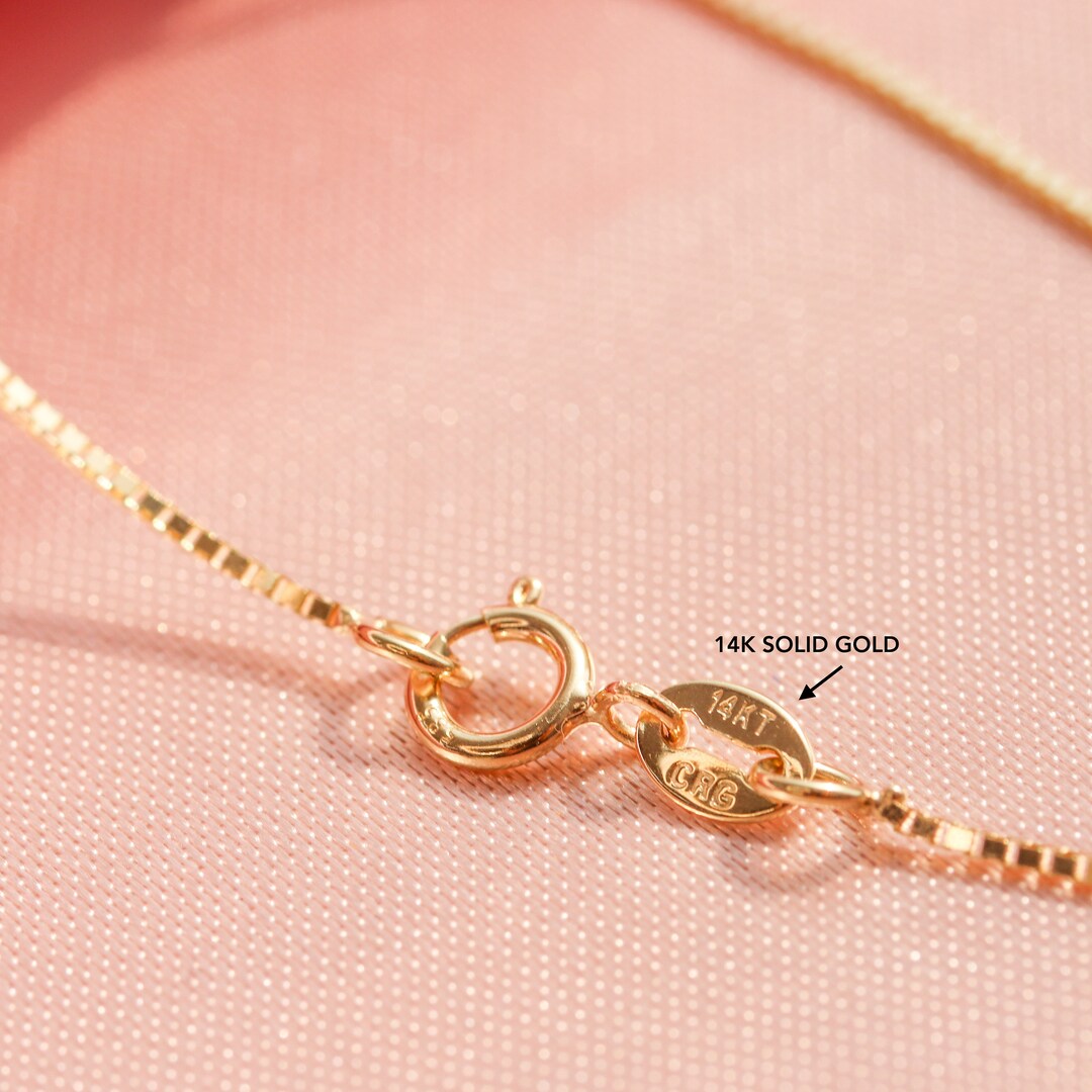 Solid 14K Gold Box Chain Necklace, Delicate Dainty Layered Necklace - Etsy