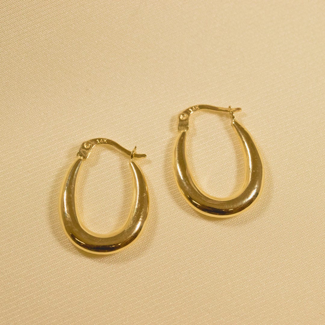 14K Gold Earrings, Gold Drop Earrings, Chunky Gold Earrings, Gold ...