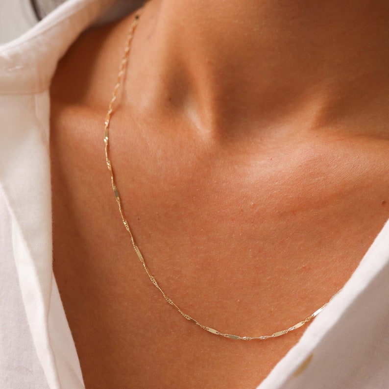Twisted Bar Link Chain, Singapore Chain Gold, Singapore Chain, Bar ...