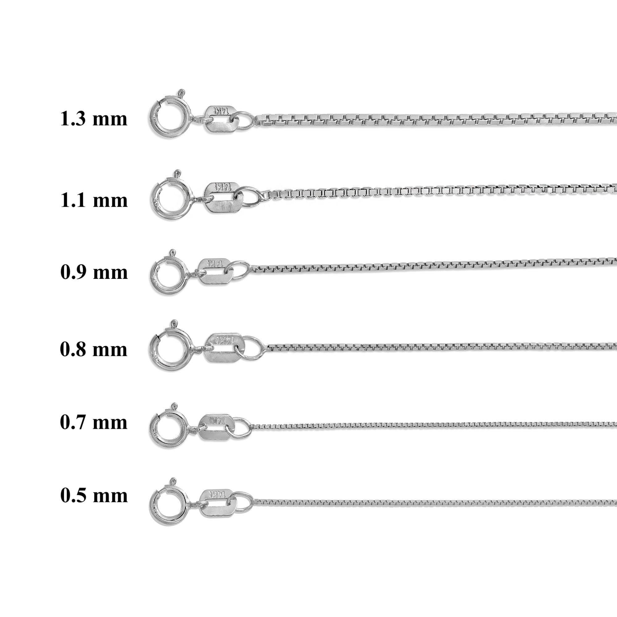 14K Solid White Gold Box Chain Necklace Dainty Silver Chain - Etsy