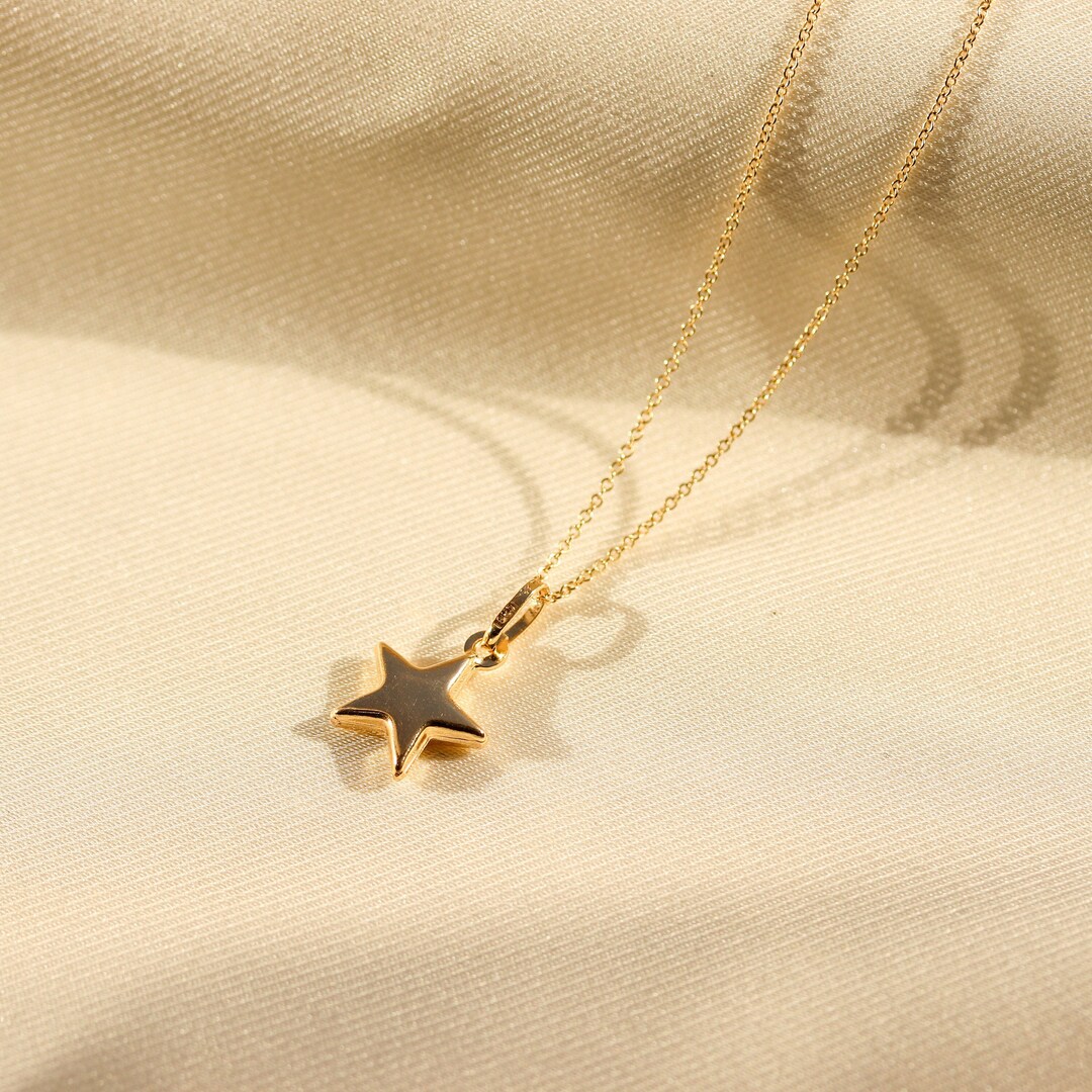 14K Gold Star Pendant Necklace, Star Jewelry - Etsy