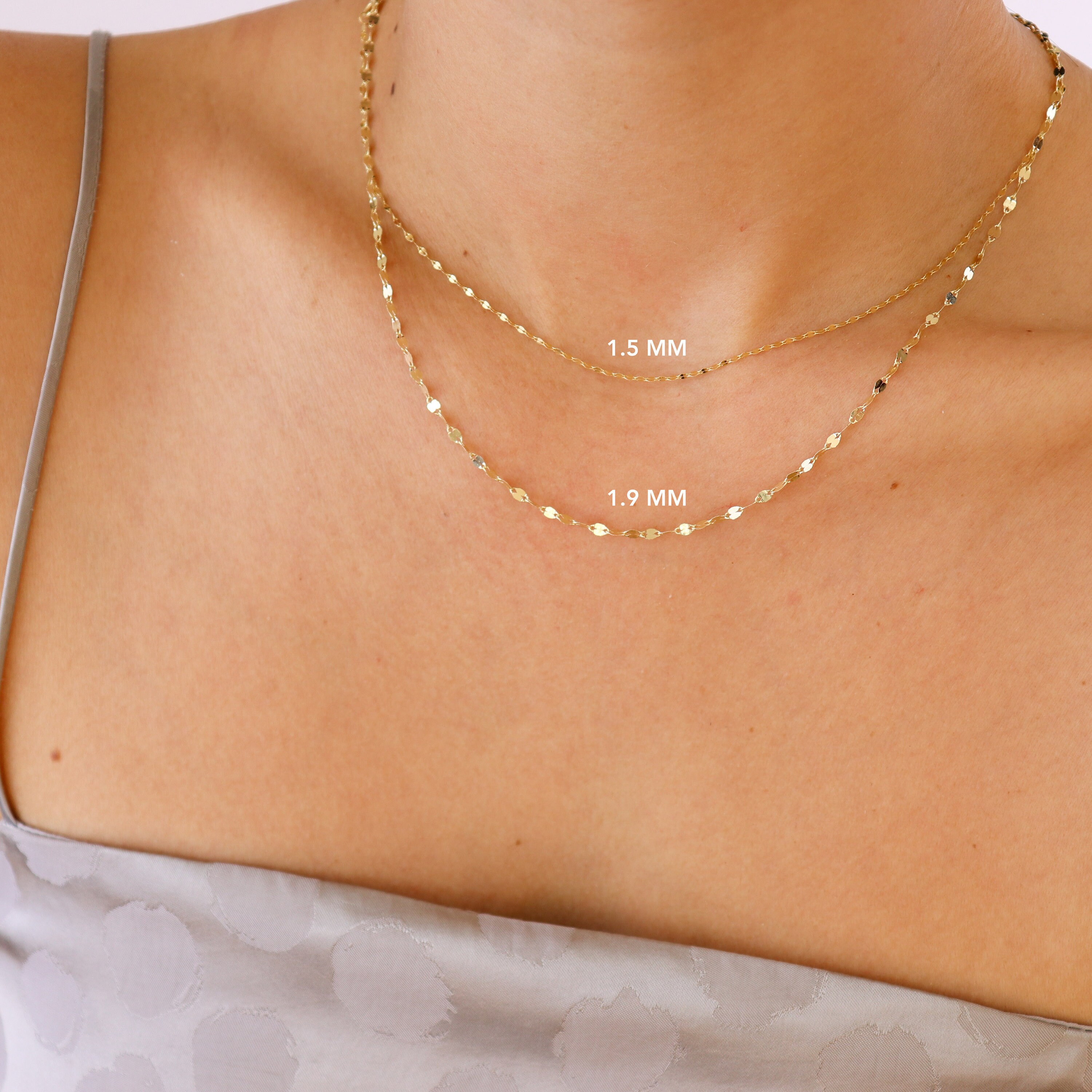 14K Gold Chain Necklace Delicate Dainty Layered Necklace | Etsy