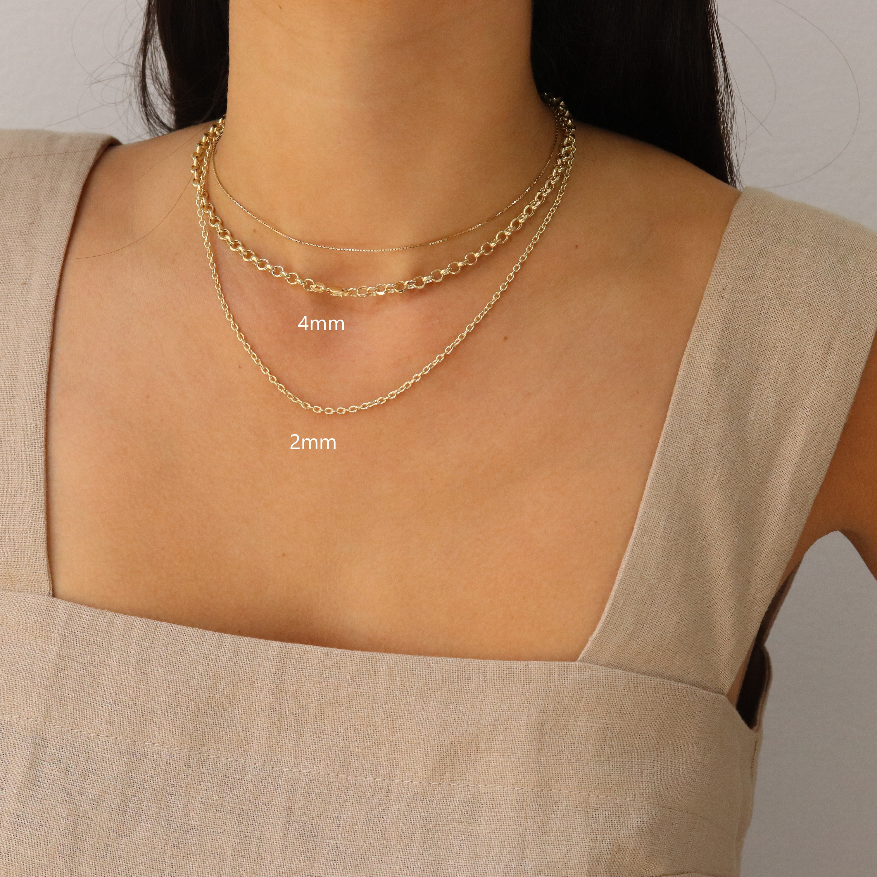 14K Hollow Yellow Gold Rolo Chain Necklace - Etsy