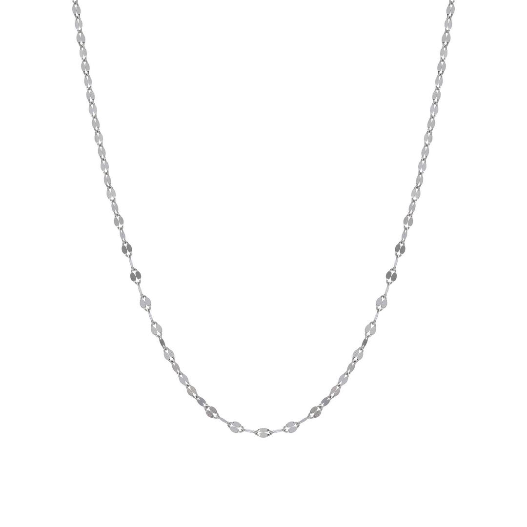 14K Solid White Gold Necklace Silver Chain Necklace Dainty - Etsy