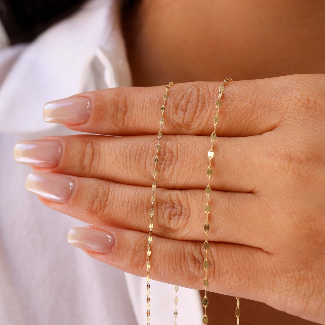 14K Gold Chain Necklace Delicate Dainty Layered Necklace - Etsy