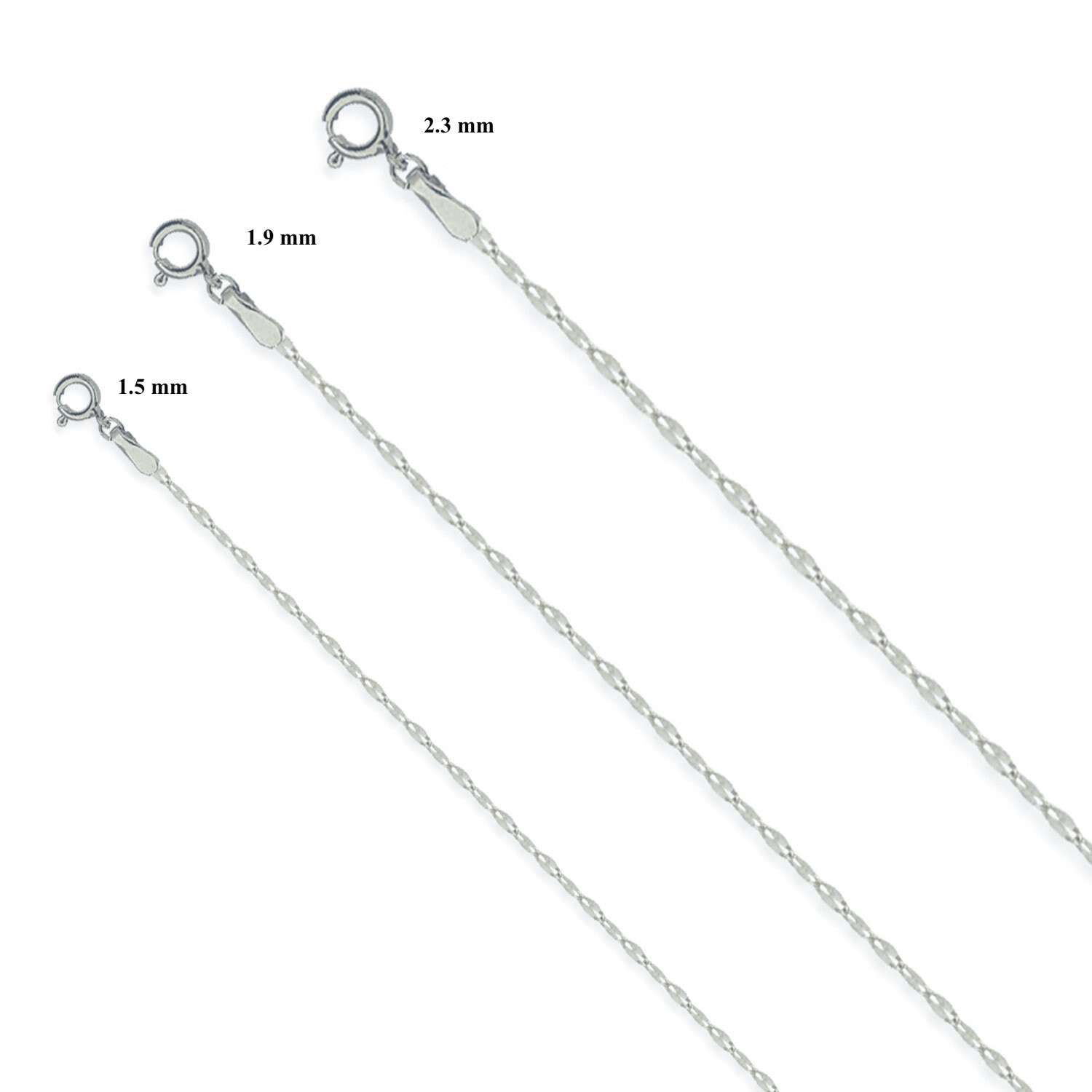 14K Solid White Gold Necklace Silver Chain Necklace Dainty - Etsy