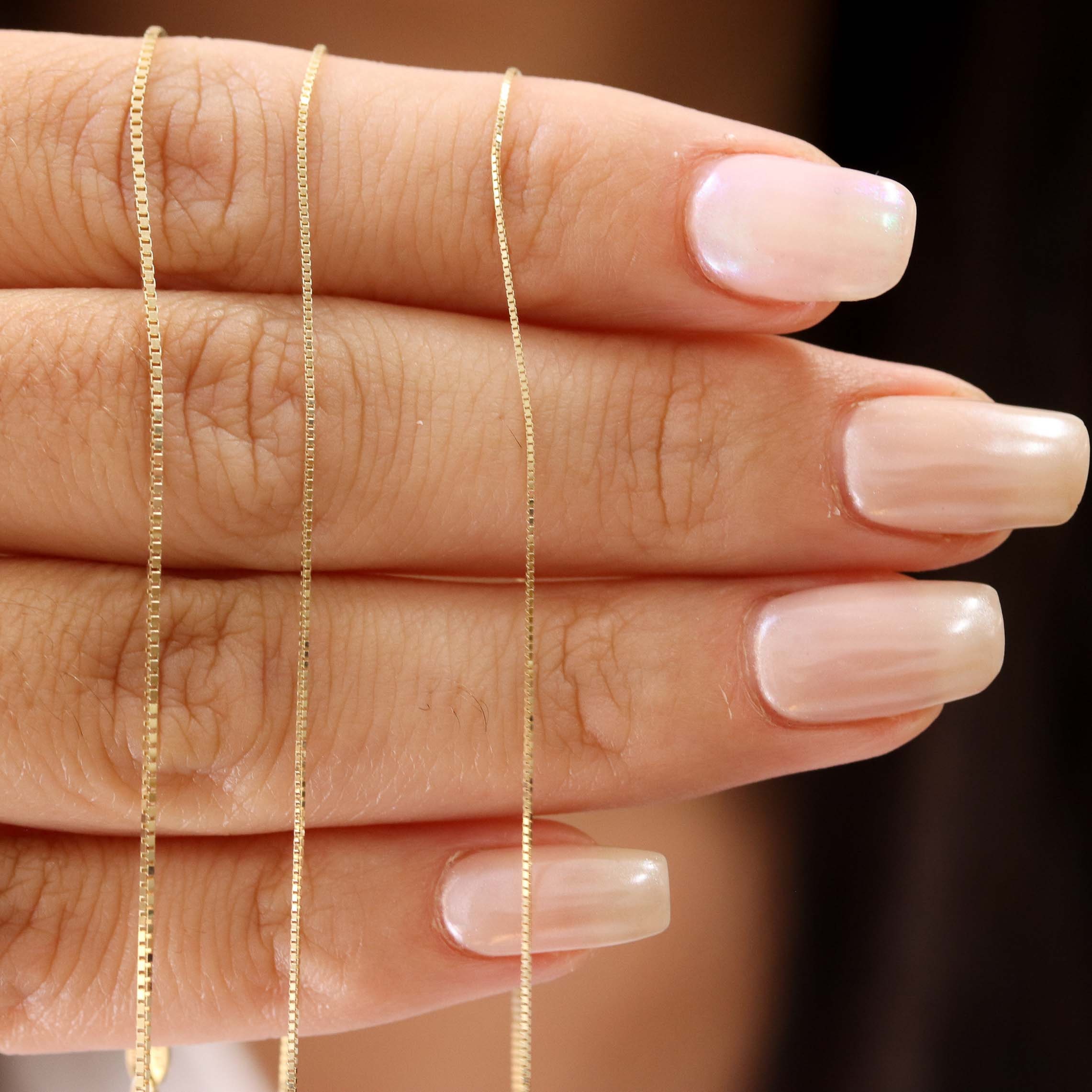 Solid 14K Gold Box Chain Necklace Delicate Dainty Layered - Etsy