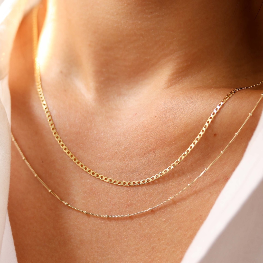 14K Gold Necklace, 14K Gold Chain, Solid Gold Necklace, Solid Gold ...