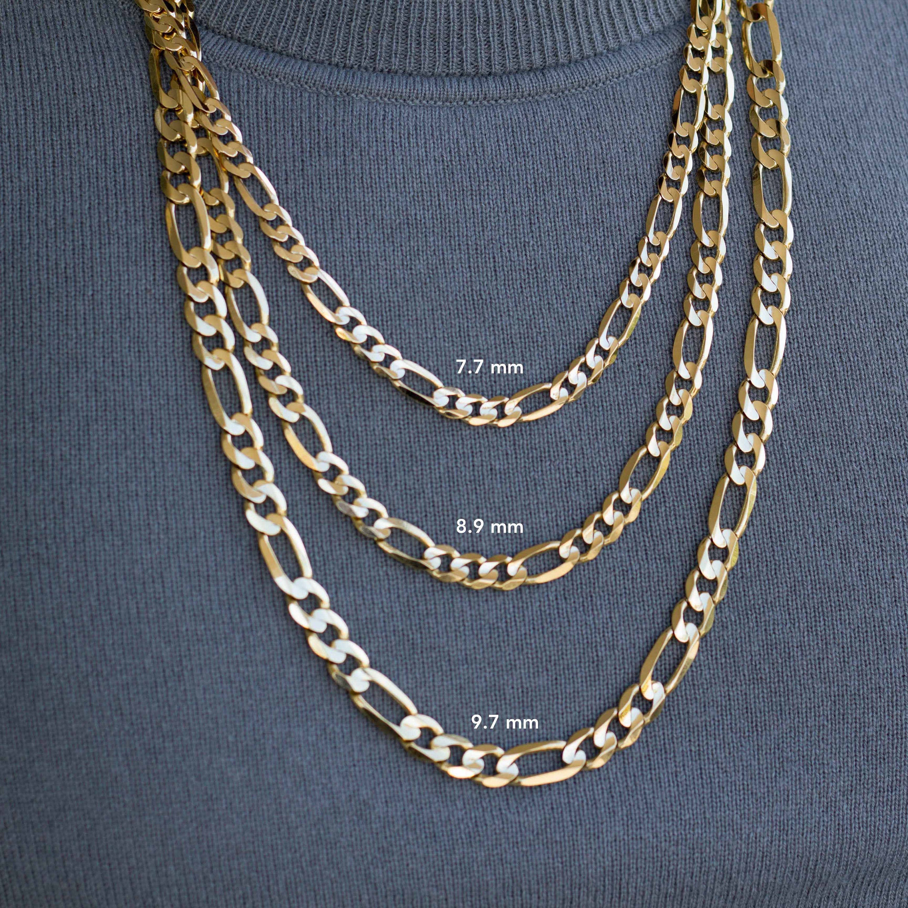 Mens 14K Yellow Gold Figaro Chain Necklace - Etsy