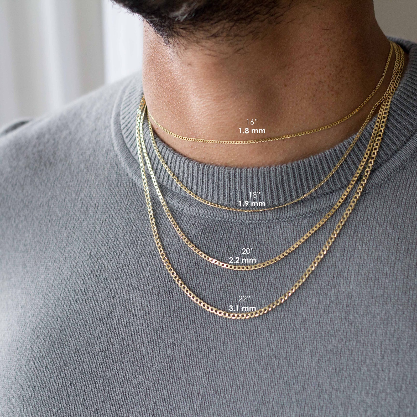 Mens Gold Chain Necklace, Necklace for Men, Solid 14K Gold Necklace ...