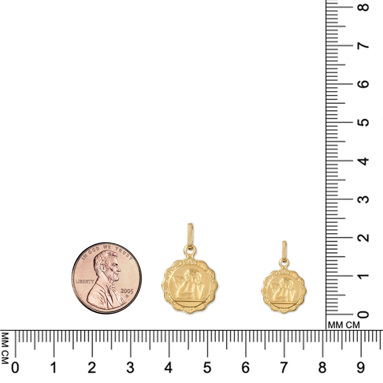 14K Gold Medallion Necklace Gold Coin Necklace Angel | Etsy