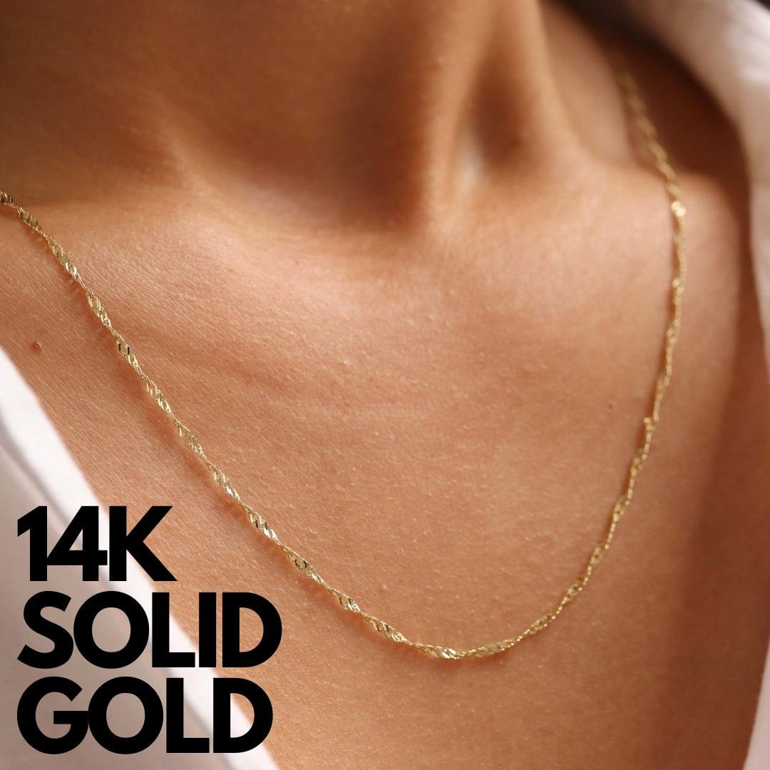Singapore Chain, Singapore Chain Gold, Twist Chain Necklace, Twist Gold ...