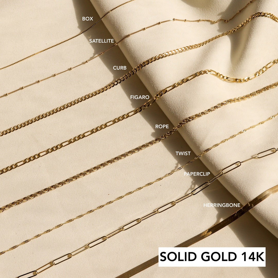 14K Gold Necklace, 14K Gold Chain, Solid Gold Necklace, Solid Gold ...