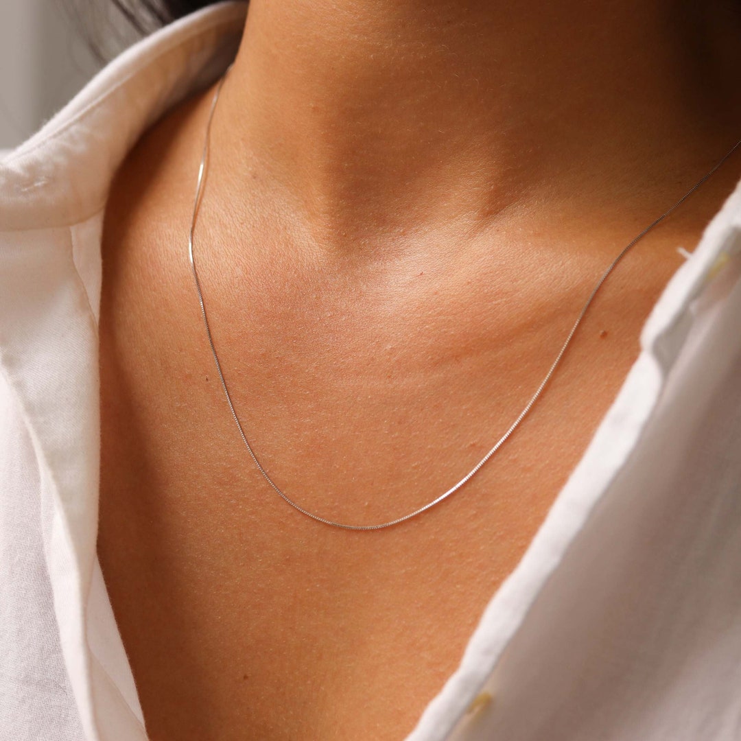 Box Chain, Gold Box Chain, 14K Gold Box Chain, Gold Box Chain Necklace ...