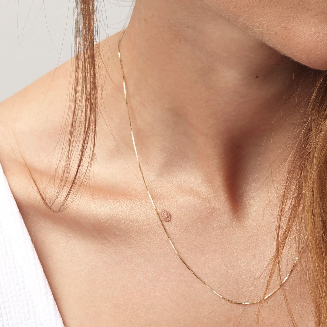 Delicate Dainty 14K Gold Necklace, Minimalist Layered Necklace, Box ...