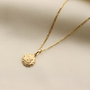 14K Gold Medallion Necklace, Gold Coin Necklace, Angel Necklace - Etsy