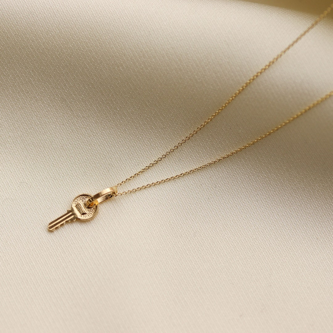 14K Gold Key Necklace, Key Jewelry - Etsy