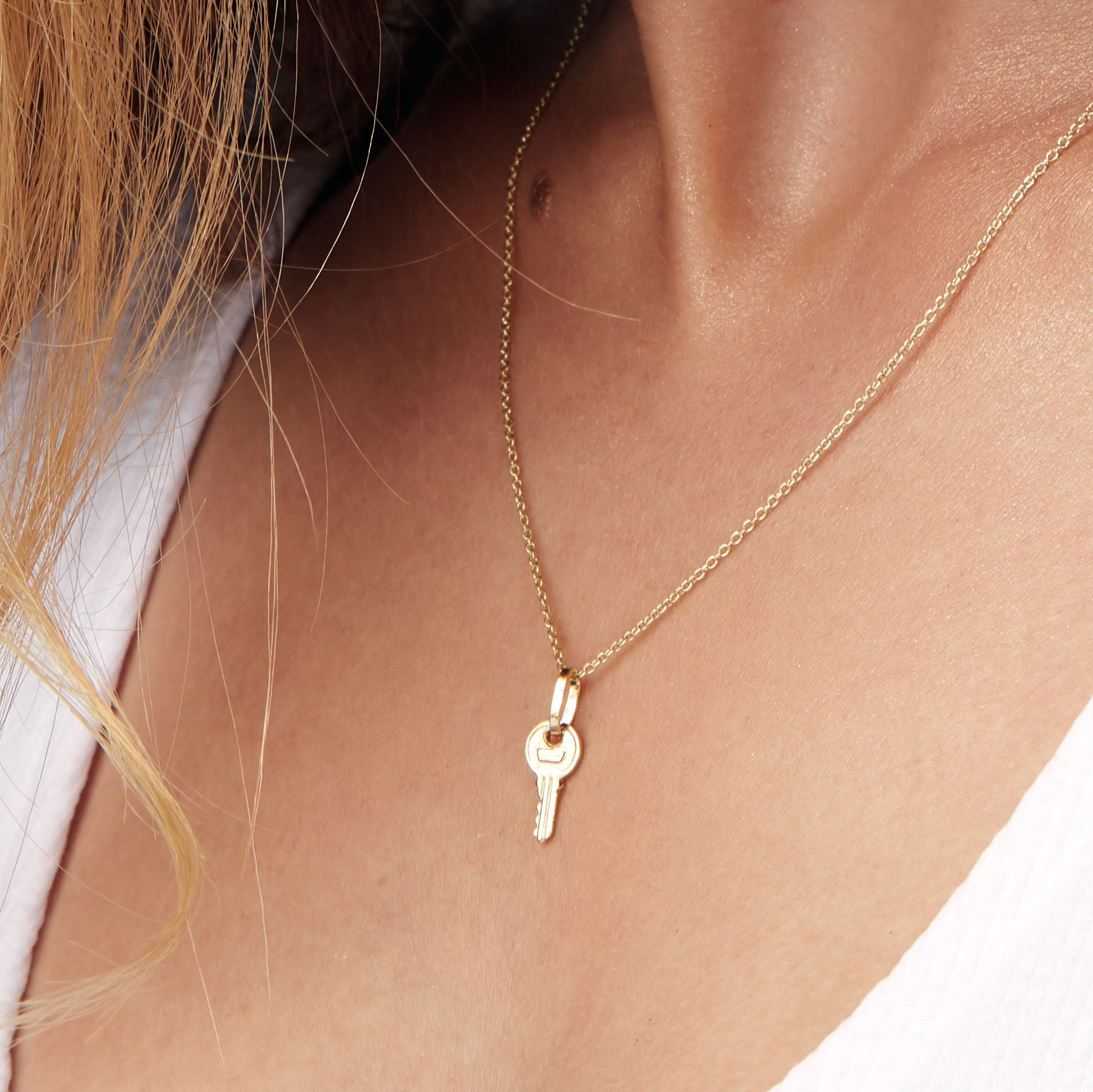 14K Gold Key Necklace Key Jewelry | Etsy