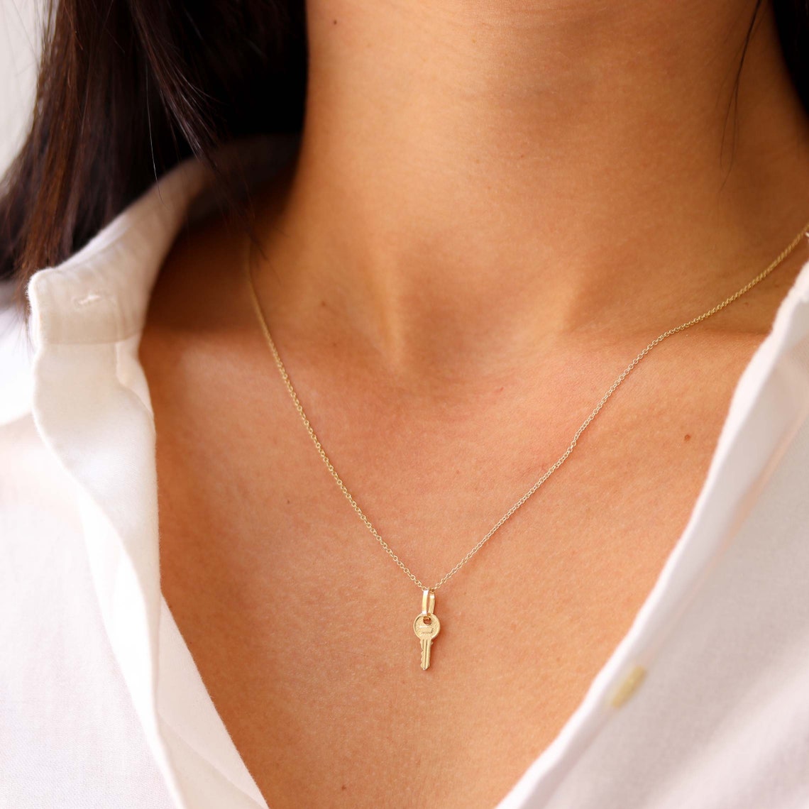 14K Gold Key Necklace Key Jewelry - Etsy