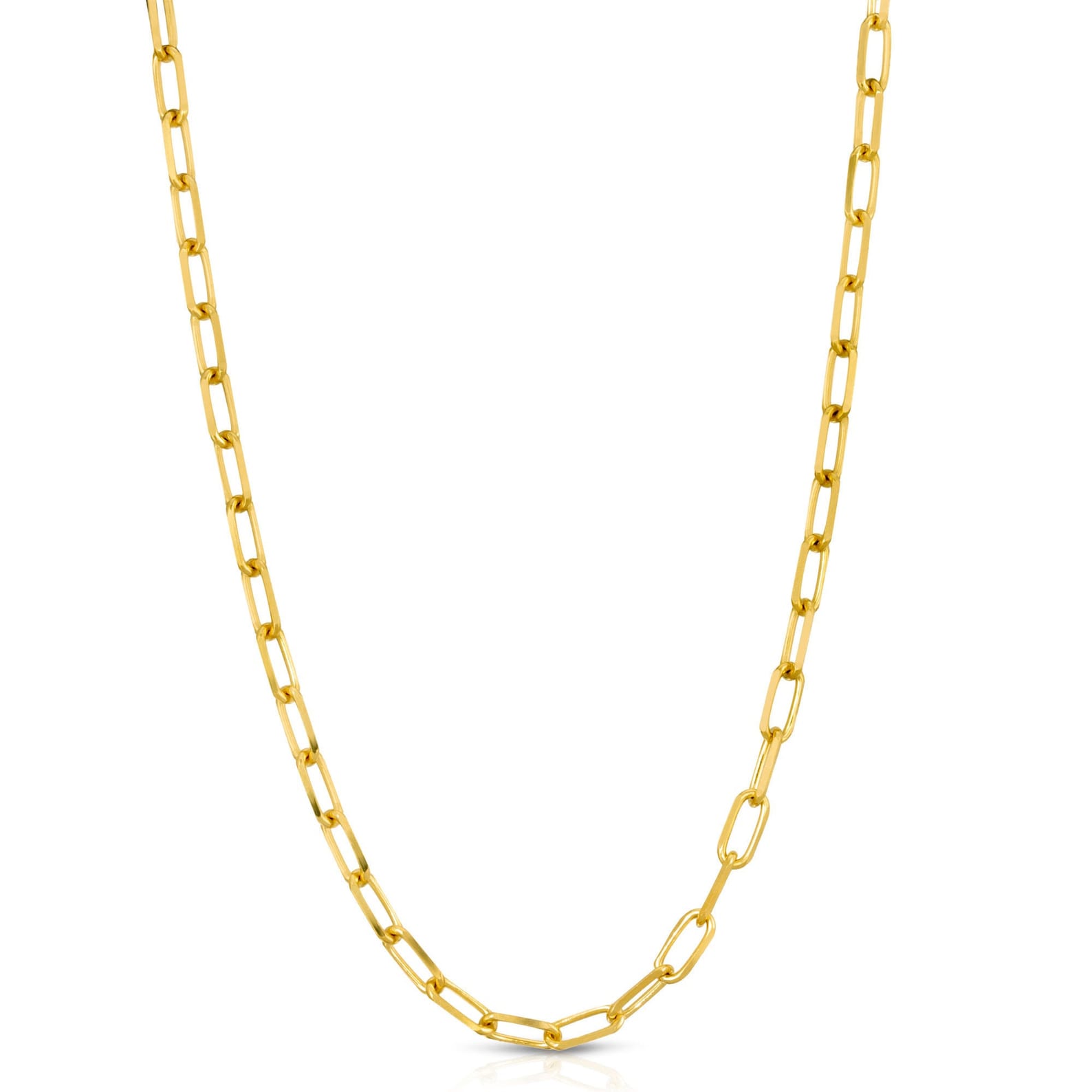 Solid 14K Gold Paper Clip Chain Necklace Rectangle Long Link - Etsy