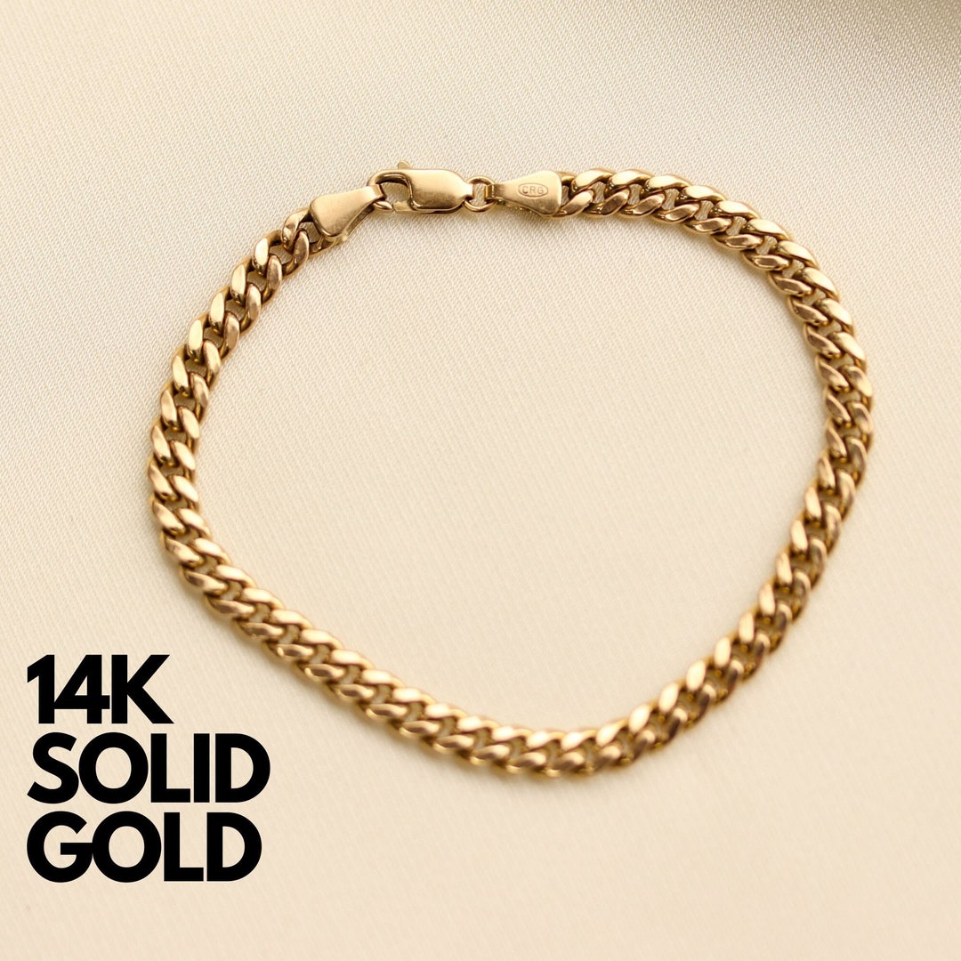 14K Gold Cuban Link Bracelet - Etsy