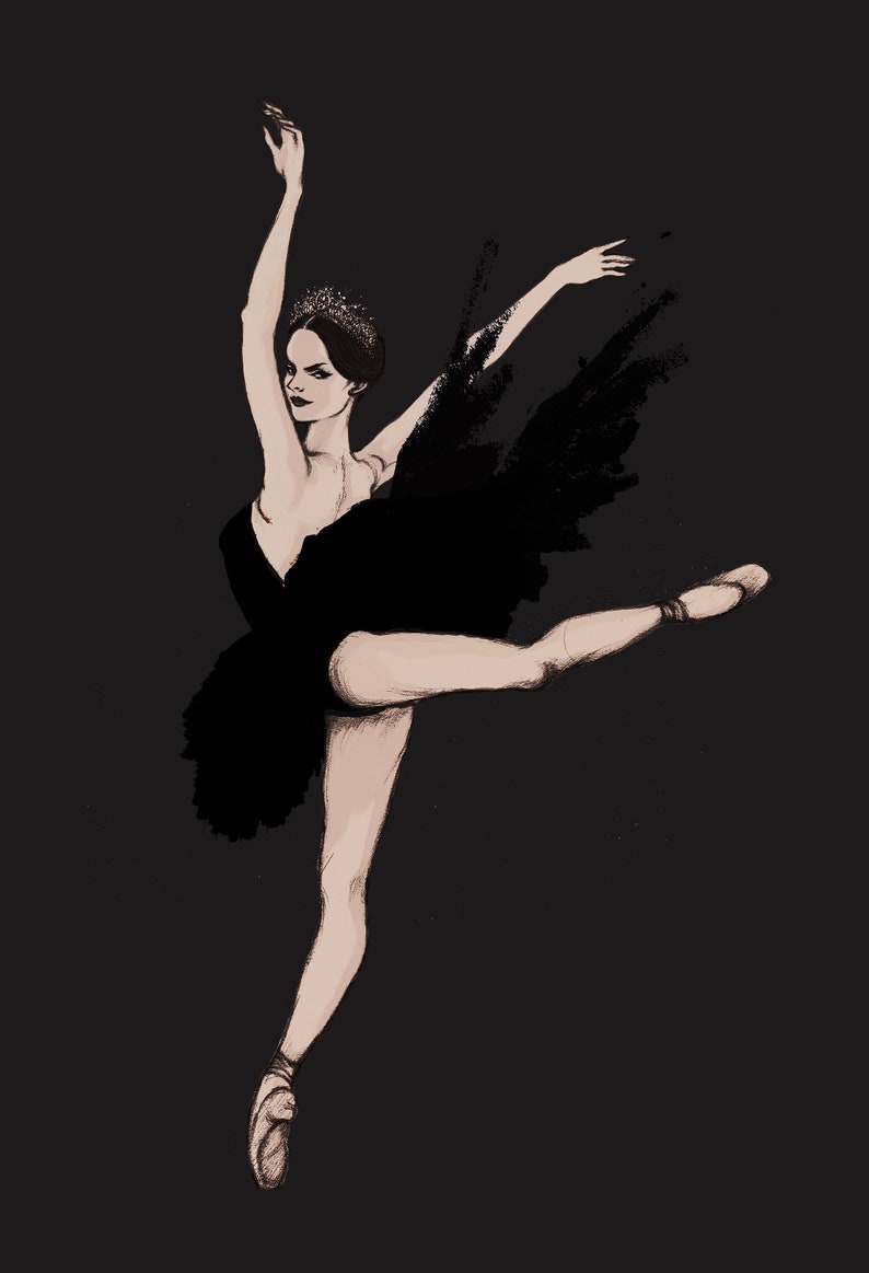Odile / Black Swan Swan Lake. Illustrated A5 ballet art print | Etsy