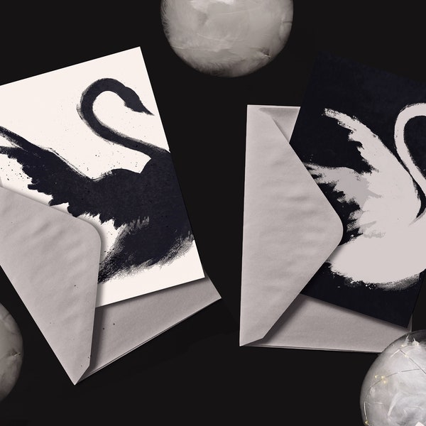 Swan Greeting Card - Etsy