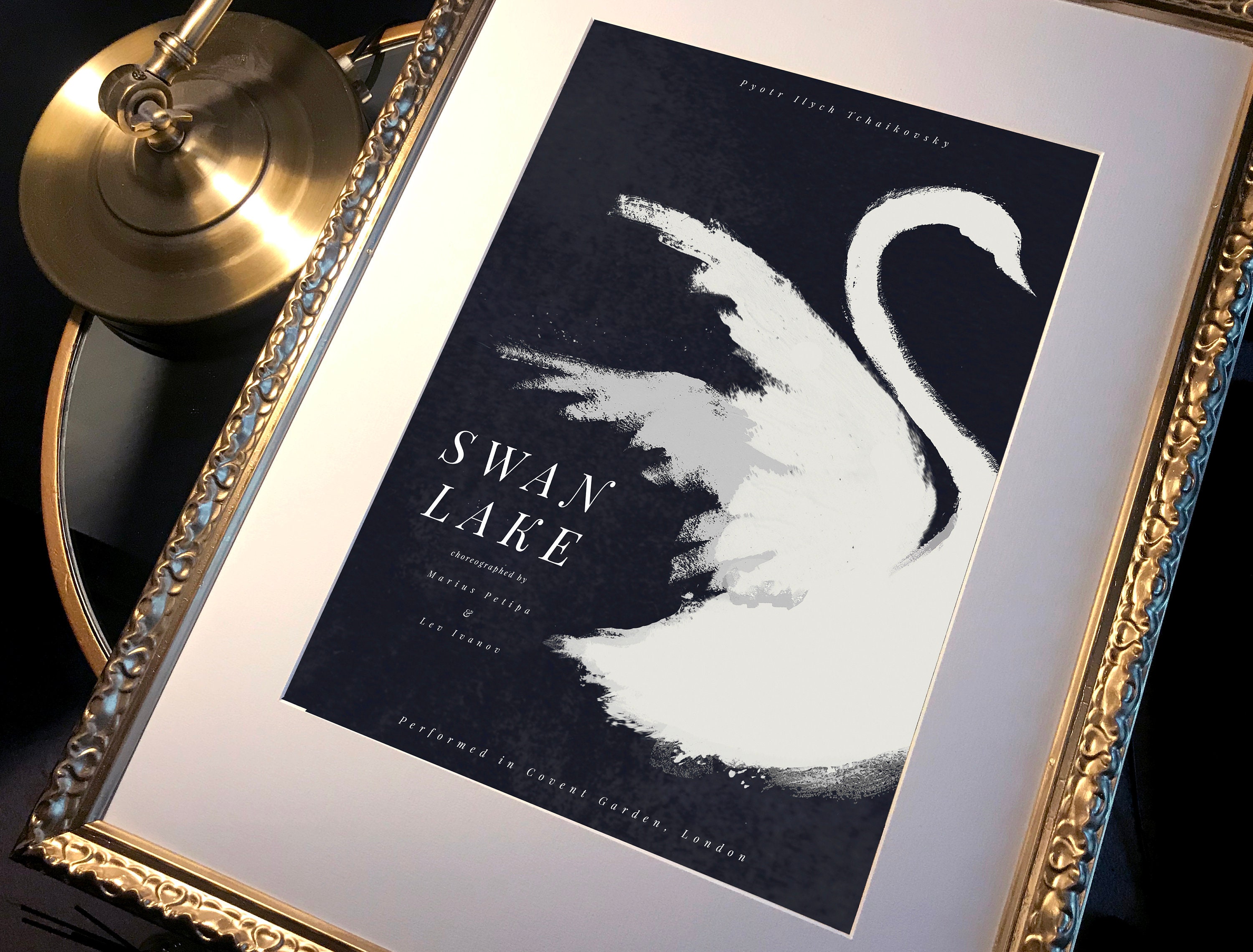 Swan Lake poster art print white swan version. Beautiful | Etsy