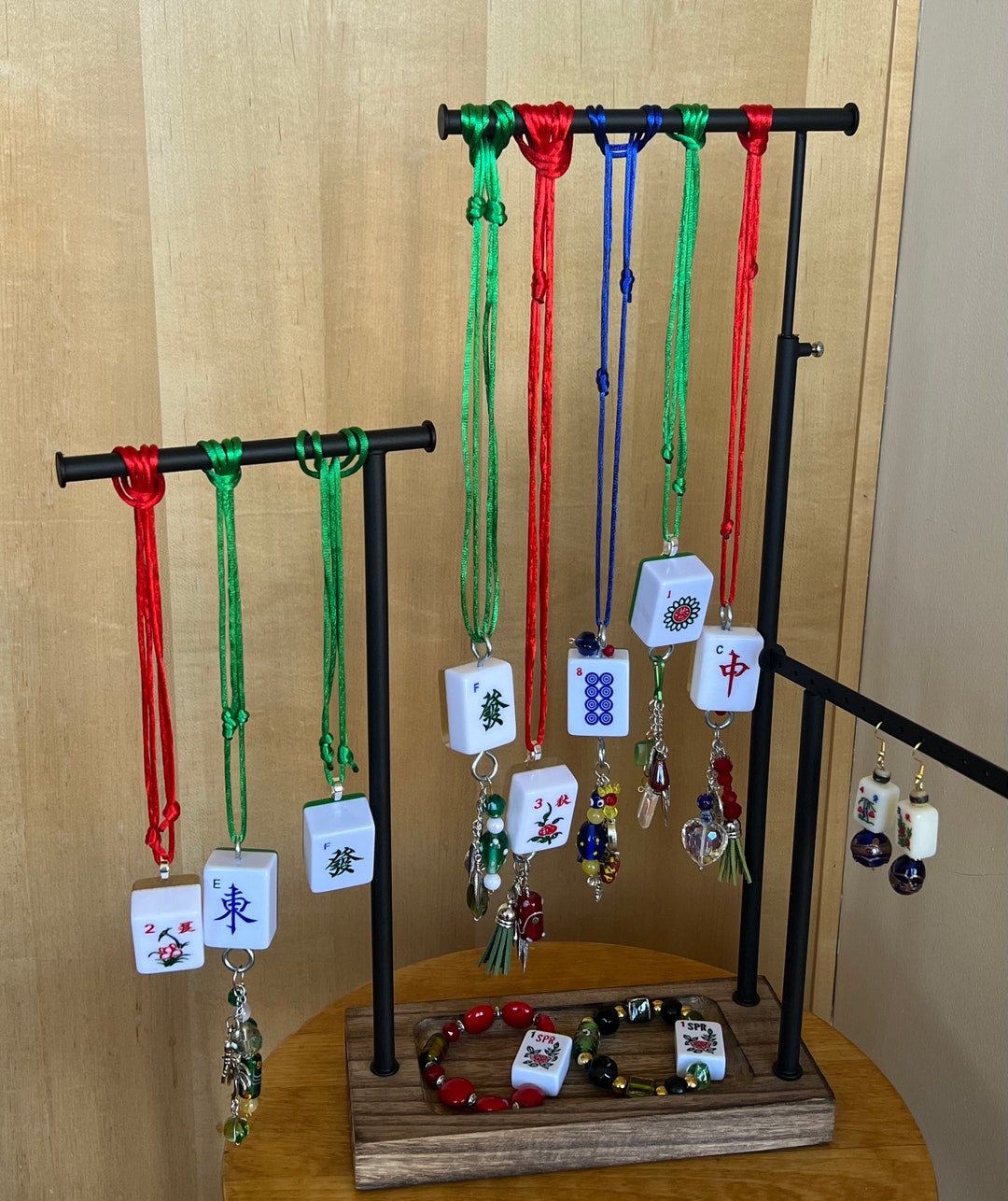 Mahjongg Pendant Necklaces With Charms & Glass Beads - Etsy