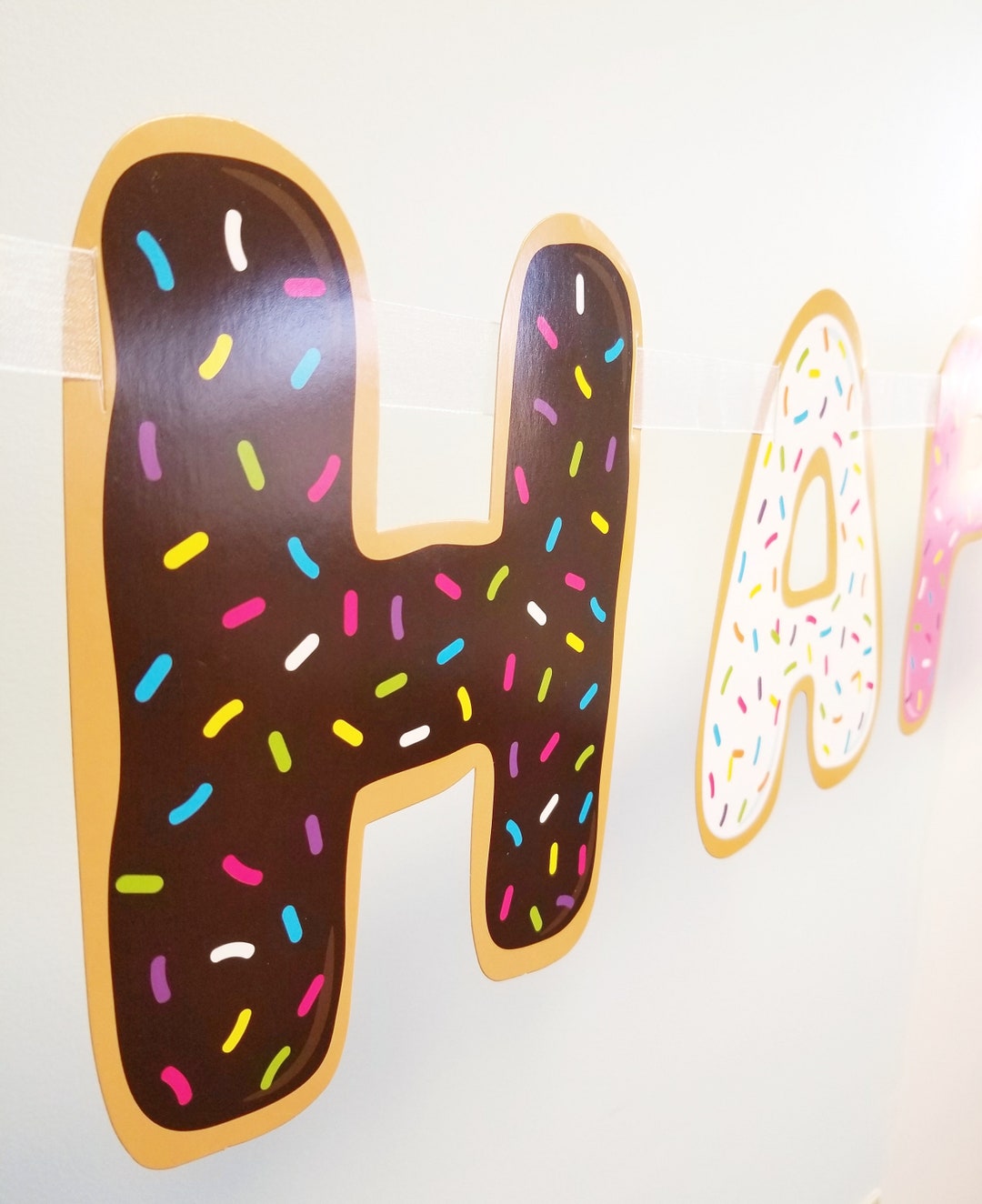 Sale 10ft DONUT HAPPY BIRTHDAY Garland Sign Banner Colorful Pink ...