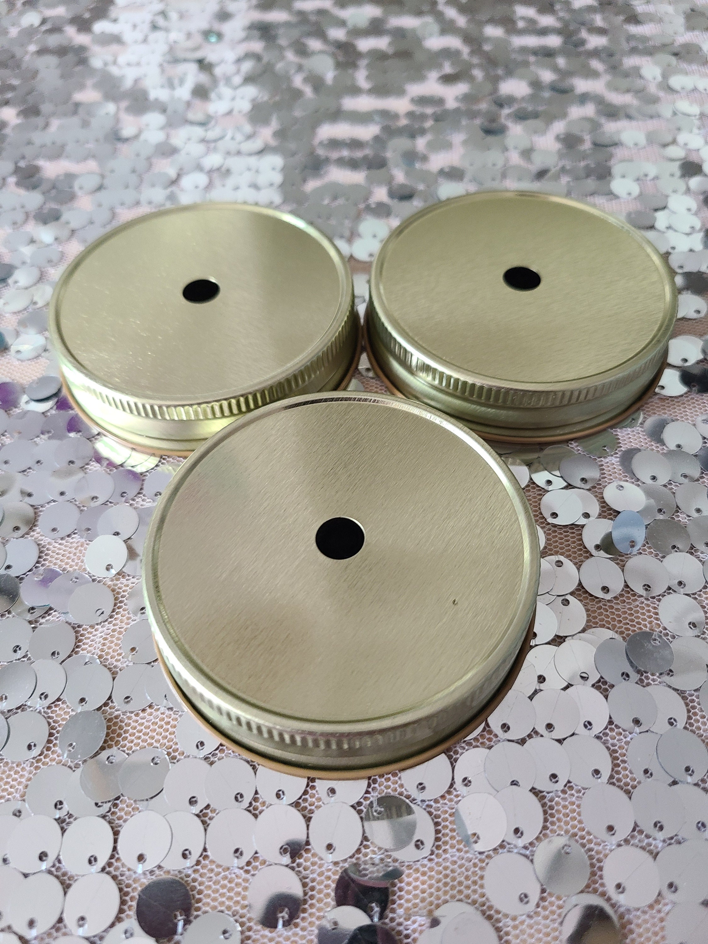 DRINKING STRAW LID Mason Jar Metal Lid Closure Floral Cut Jar Lids ...