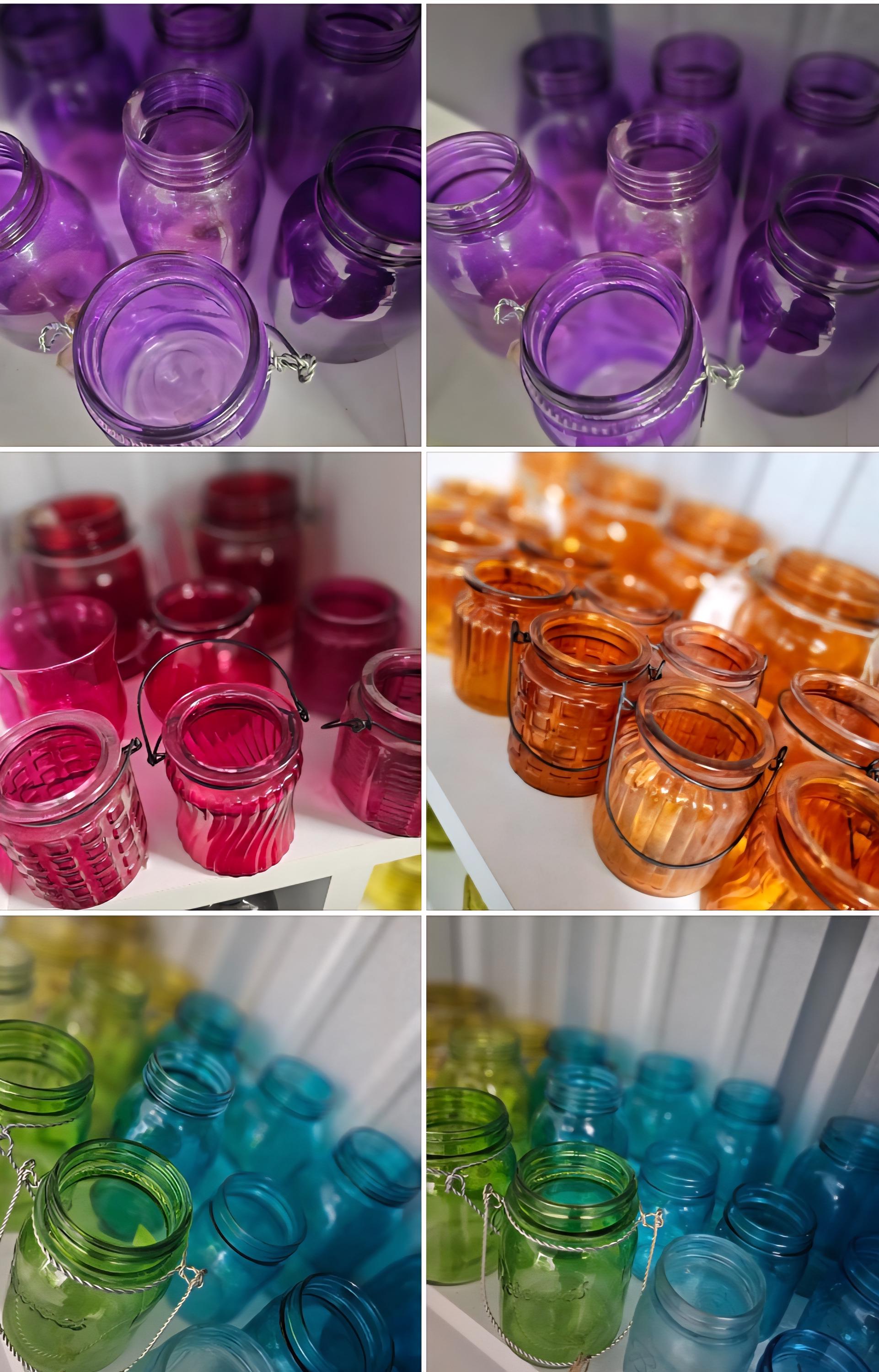 CLEARANCE SALE COLORED Glass Jar Vase Purple Pink Orange Green Blue ...