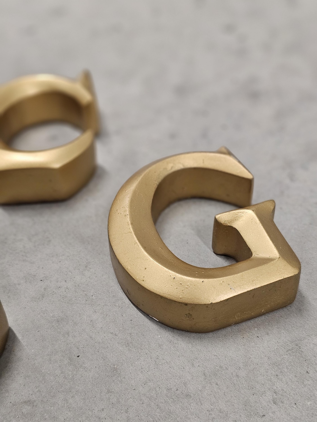 GOLD LETTER 4" Resin Vintage Style Painted Rustic Gold Modern Letters ...