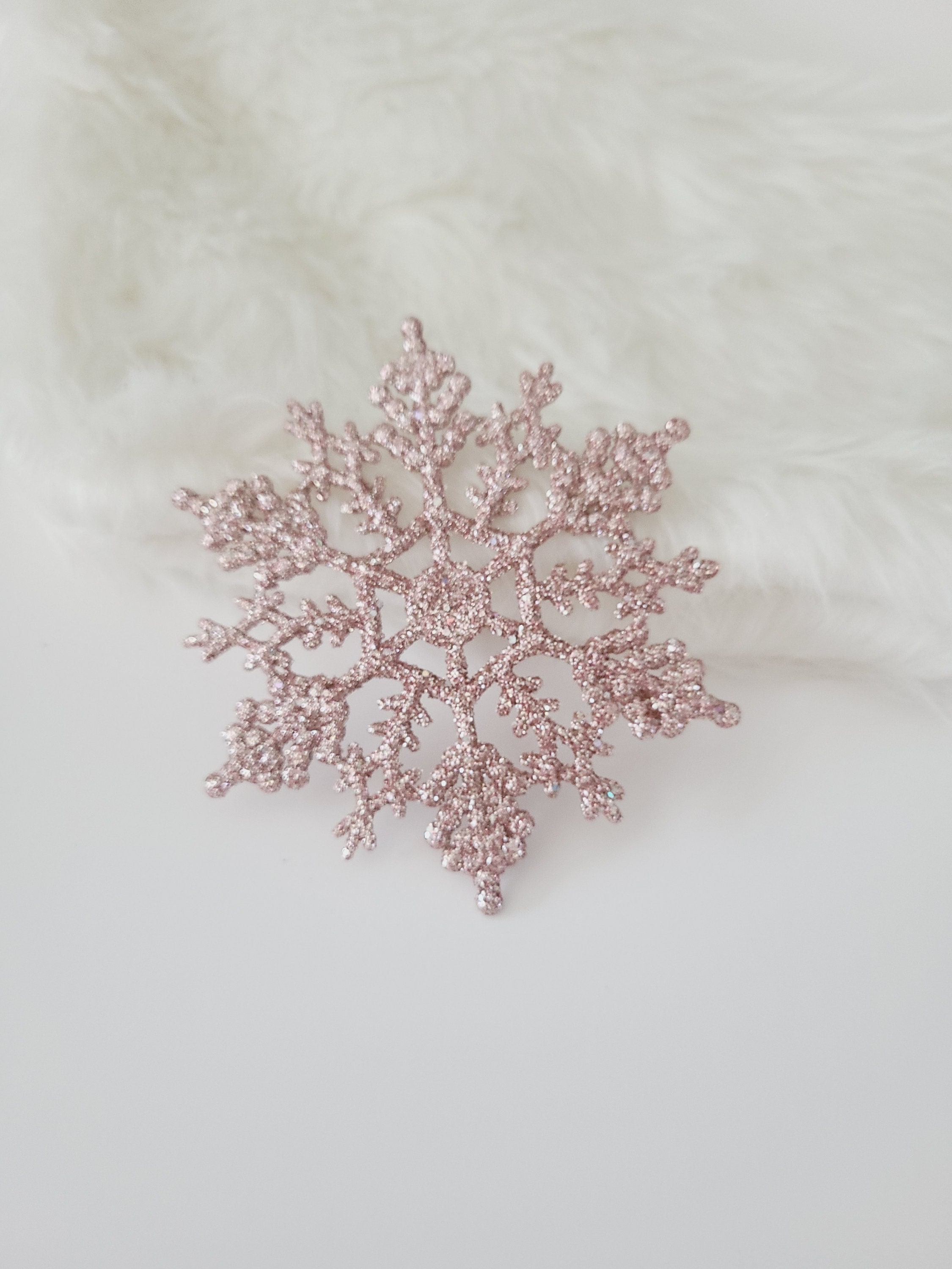 12 Ct ROSE GOLD GLITTER Snowflakes Colorful Snowflakes for Diy - Etsy