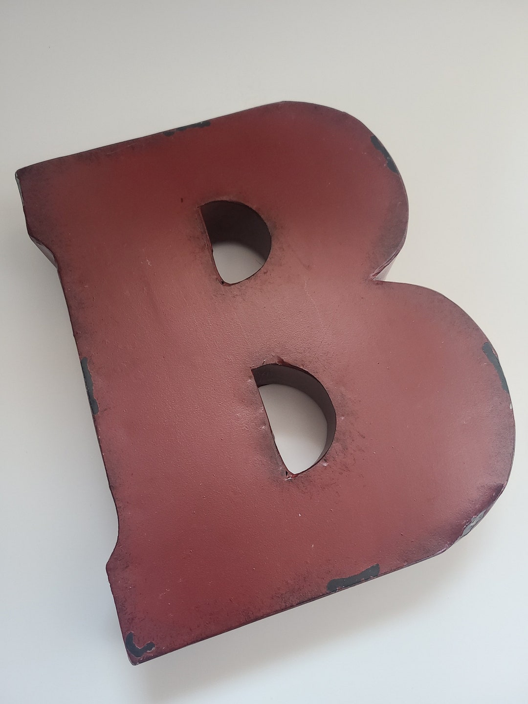 Sale 11" RED METAL LETTER Block Style Rustic Dark Red Metal Alphabet ...