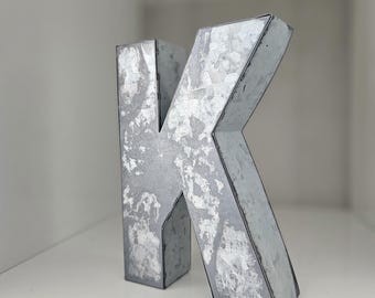 Sale 7 METAL LETTER PLAY Block Style Rustic Metal Rustic Alphabet ...
