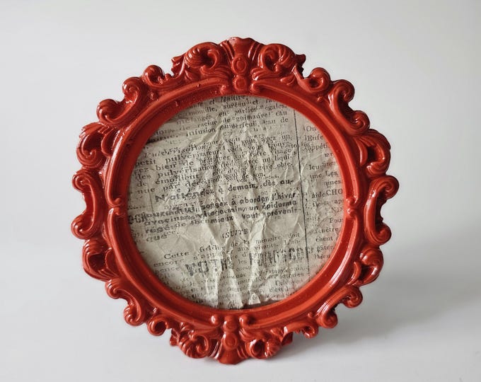 Sale Vintage Style RUST RED ROUND Circle Small Picture Frame Baroque ...