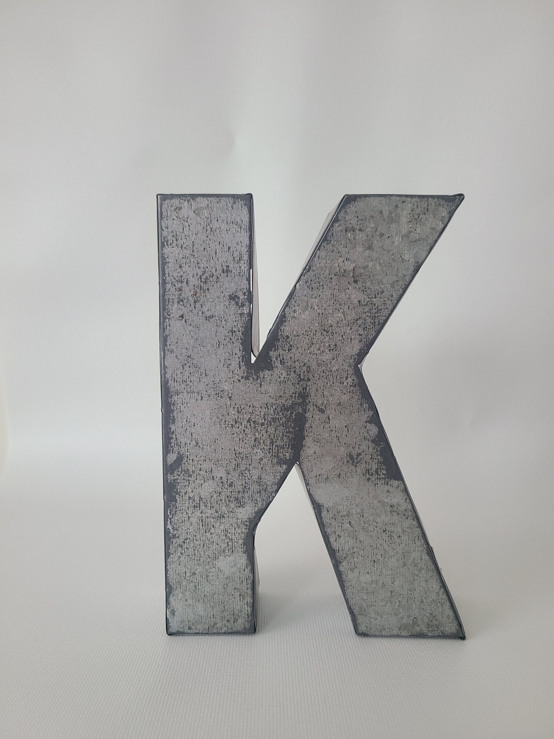 Sale 7" METAL LETTER K Block Style Rustic Metal Zinc Alphabet Initial ...