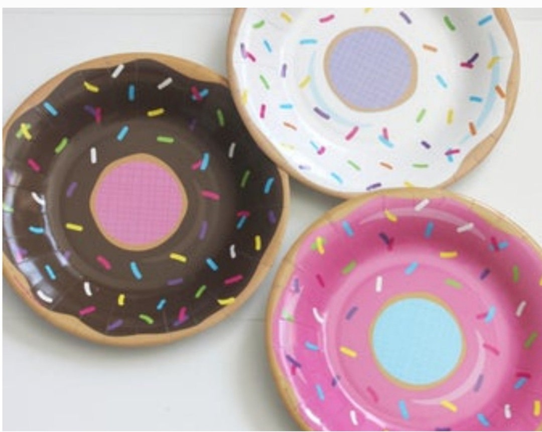 Sale 20 DONUT PAPER PLATES Donuts 8" Birthday Party Doughnuts Doughnut ...