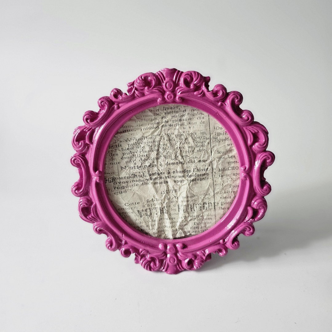 Sale Vintage Style PINK ROUND Circle Small Picture Frame Baroque Photo ...